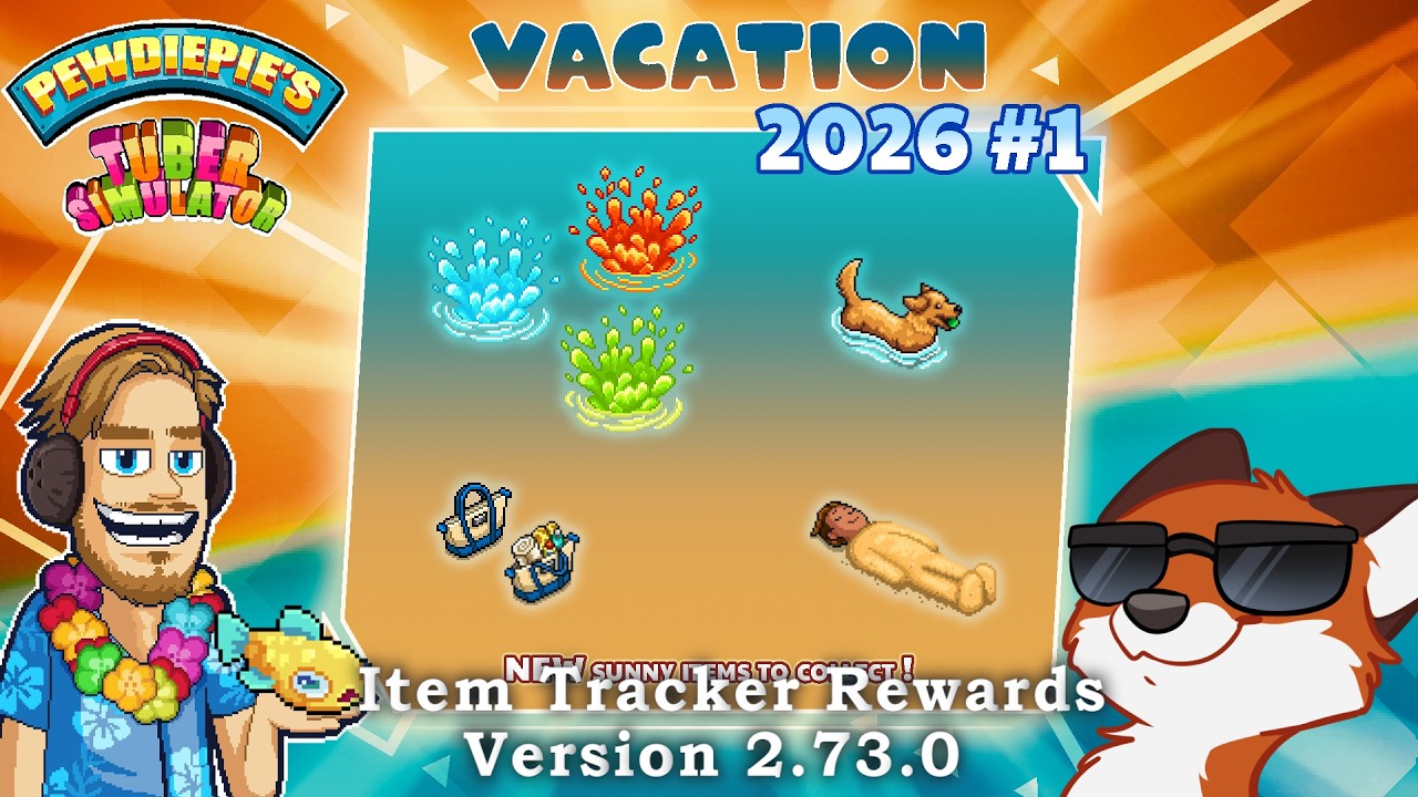 Pewdiepie's Tuber Simulator - All Vacation Item Tracker Rewards #8 - [March 2026]
