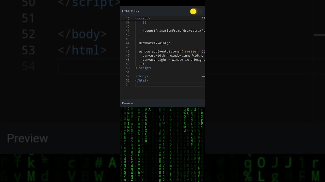🌐 The Matrix Code Effect in HTML, CSS & JS 💀 #coding #programming #hacker #animation