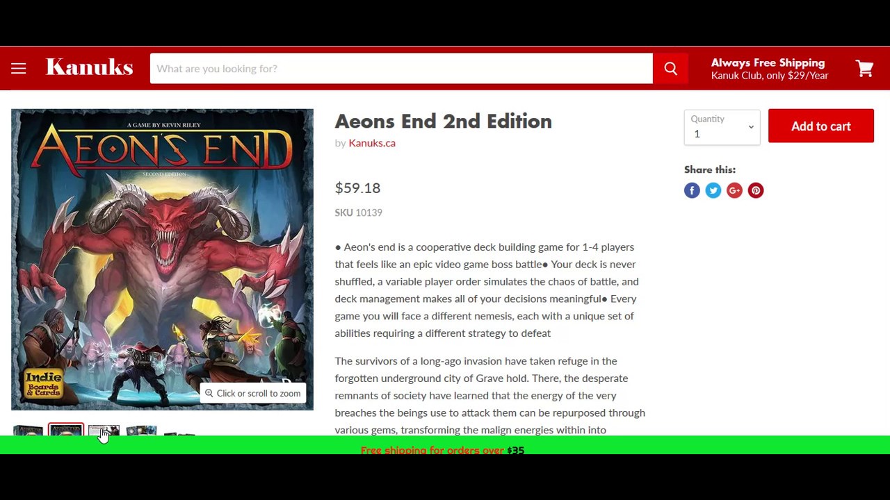 AEONS END Game - Amazon vs Kanuks Marketplace Price