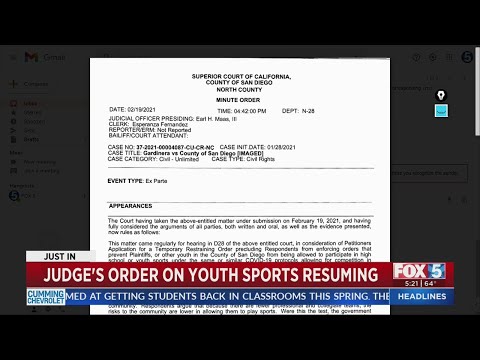 San Diego Judge Orders Youth Sports Can Resume
