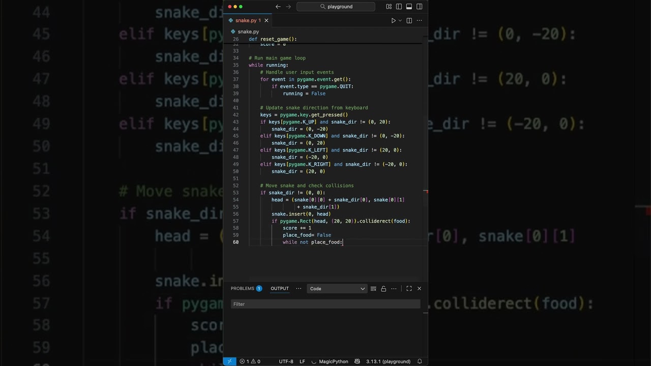 Simple Snake Game in Python #coding #python #programming #pygame