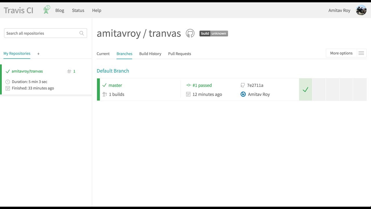 Tranvas: 01 Installation Github Travis CI