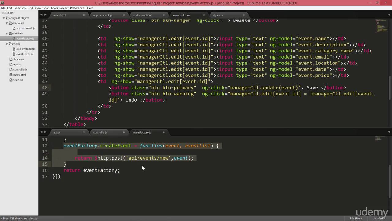 Angularjs Inline Editing and UpdateEvents