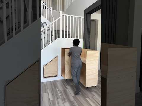 Functional Under Stairs Storage! Find the longer videos on our channel! #storage #woodworking