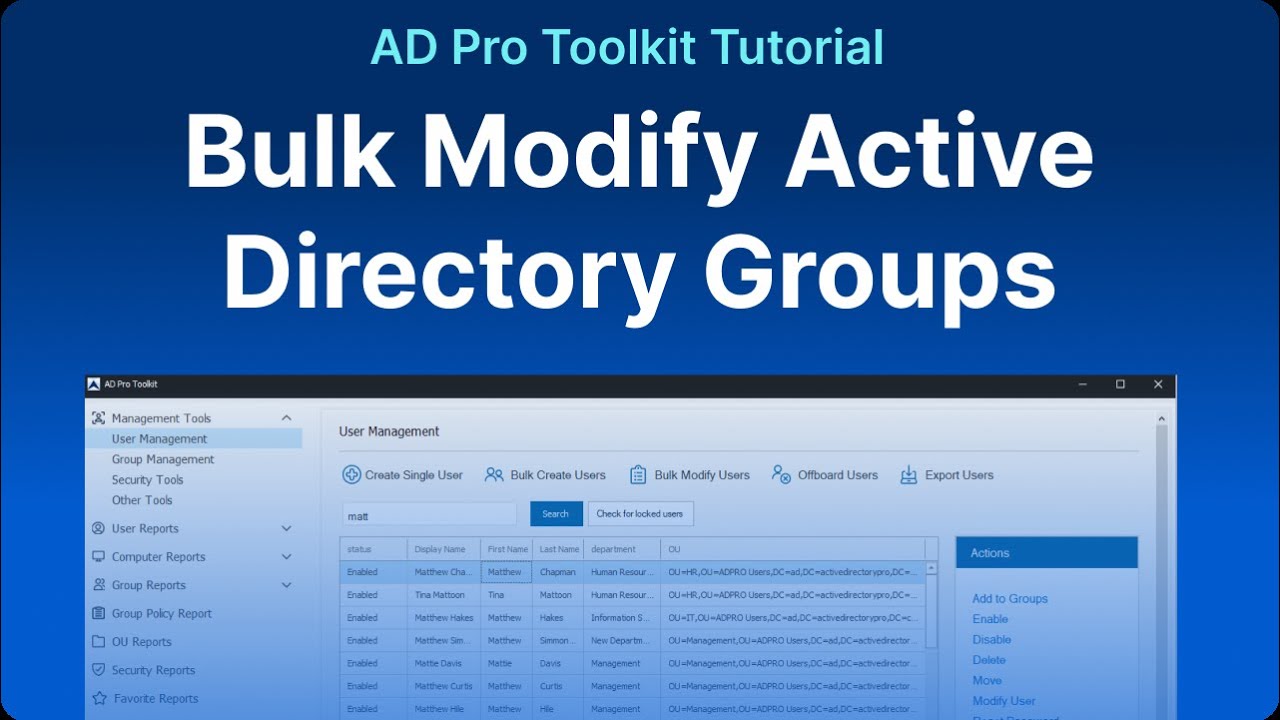 ADToolkit Tutorial - Bulk Modify Active Directory Groups