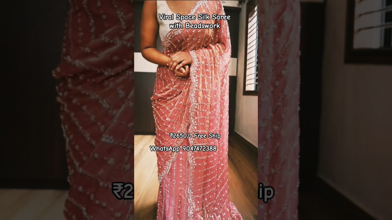 Trending Space Silk Saree with Beadswork #spacesilksarees #partywearsarees #partywearsaree #saree