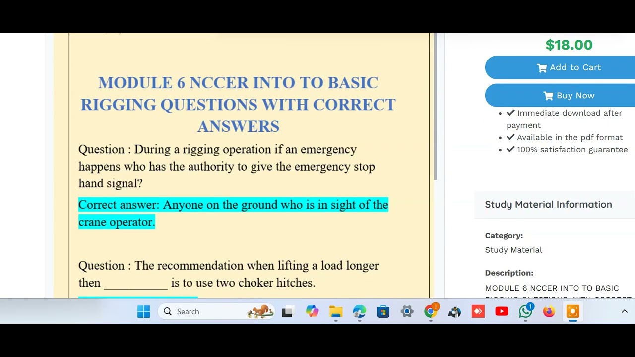 MODULE 6 NCCER INTO TO BASIC RIGGING QUESTIONS WITH CORRECT ANSWERS