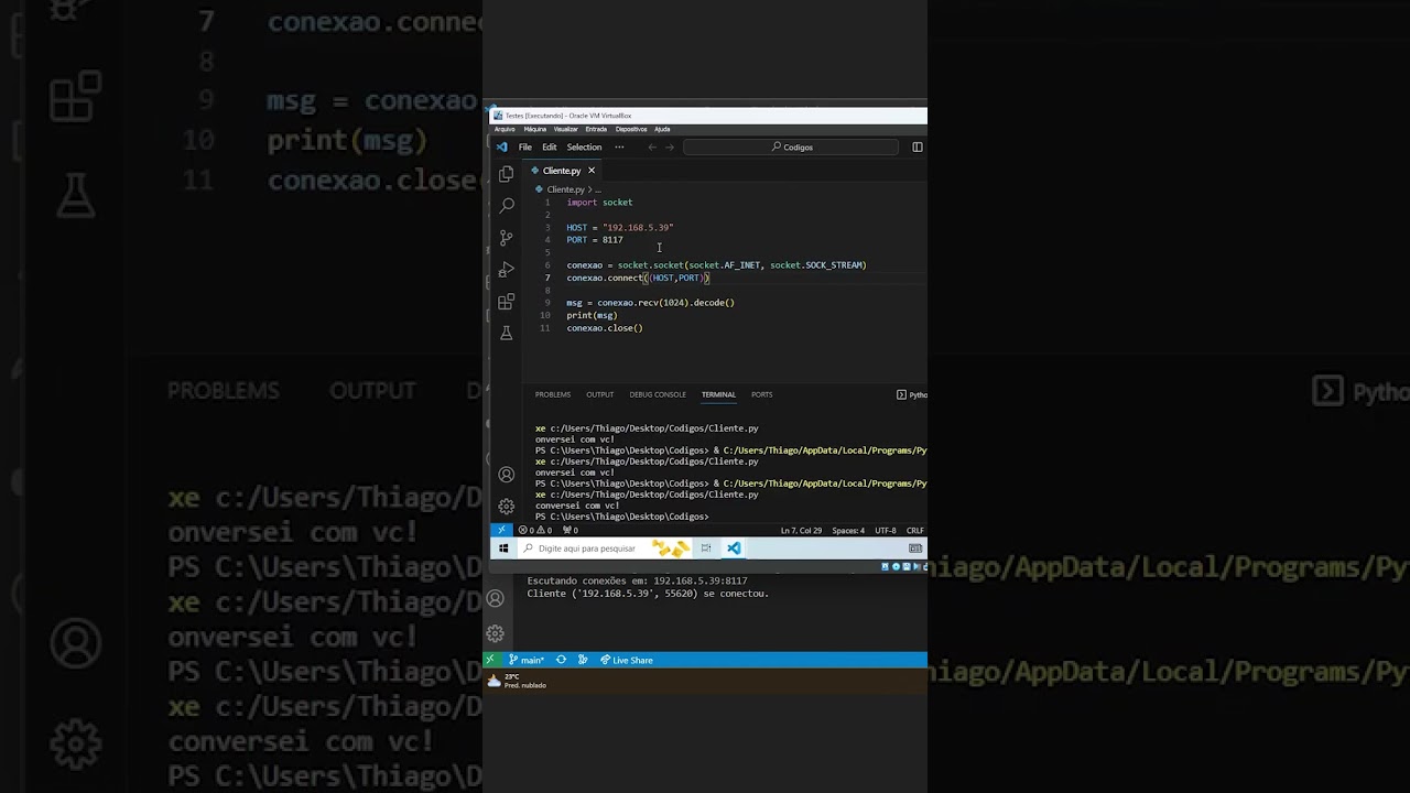 Comunicação com #sockets em #python