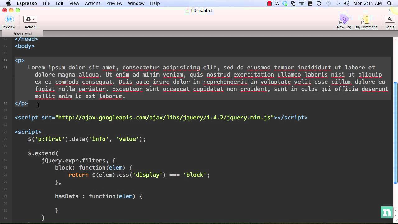 Dissecting jQuery - Filters