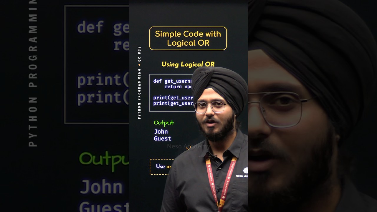 Simple Code with Logical OR #Python #NesoAcademy #QuickConcepts