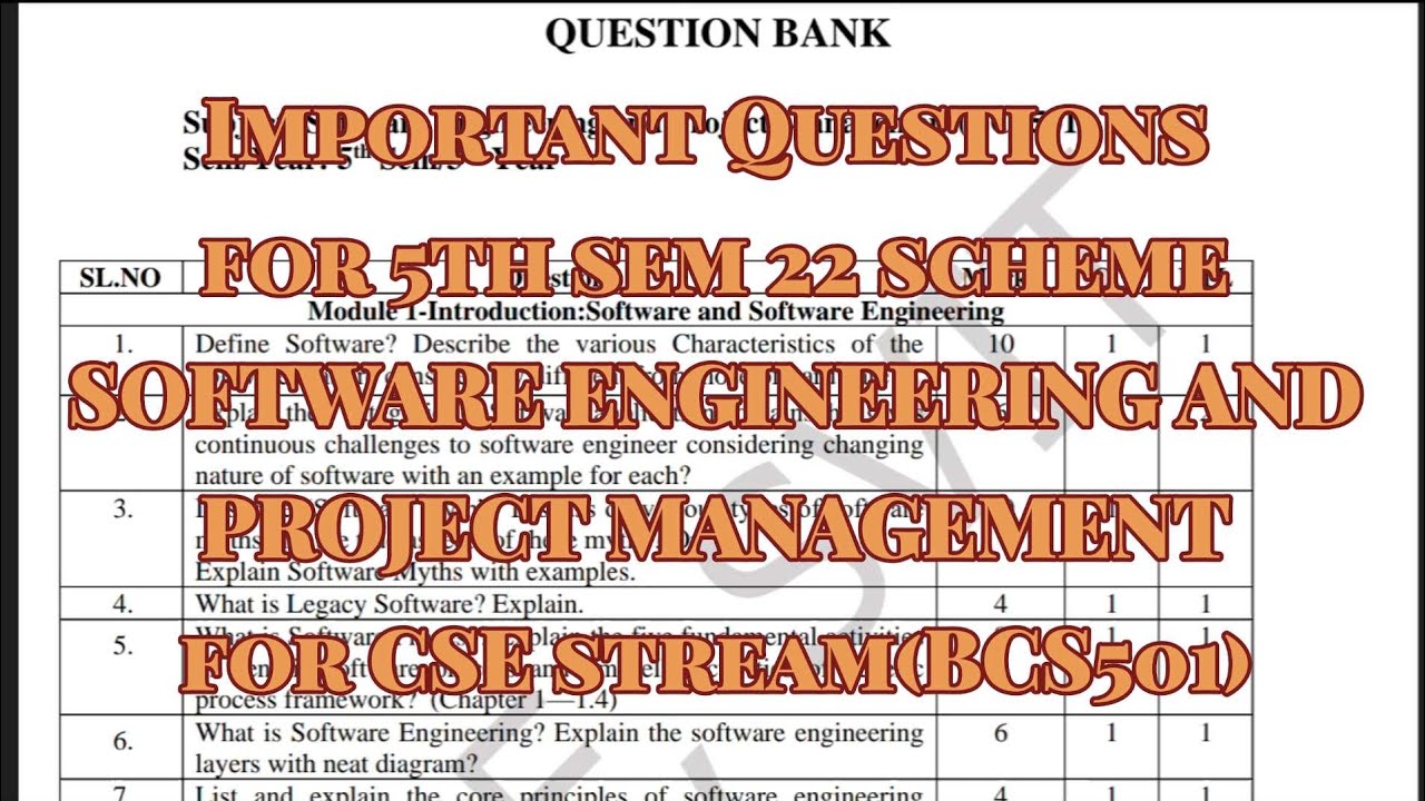 Software engineering and project management important questions, 22 scheam 5th sem, CSE, BCS501