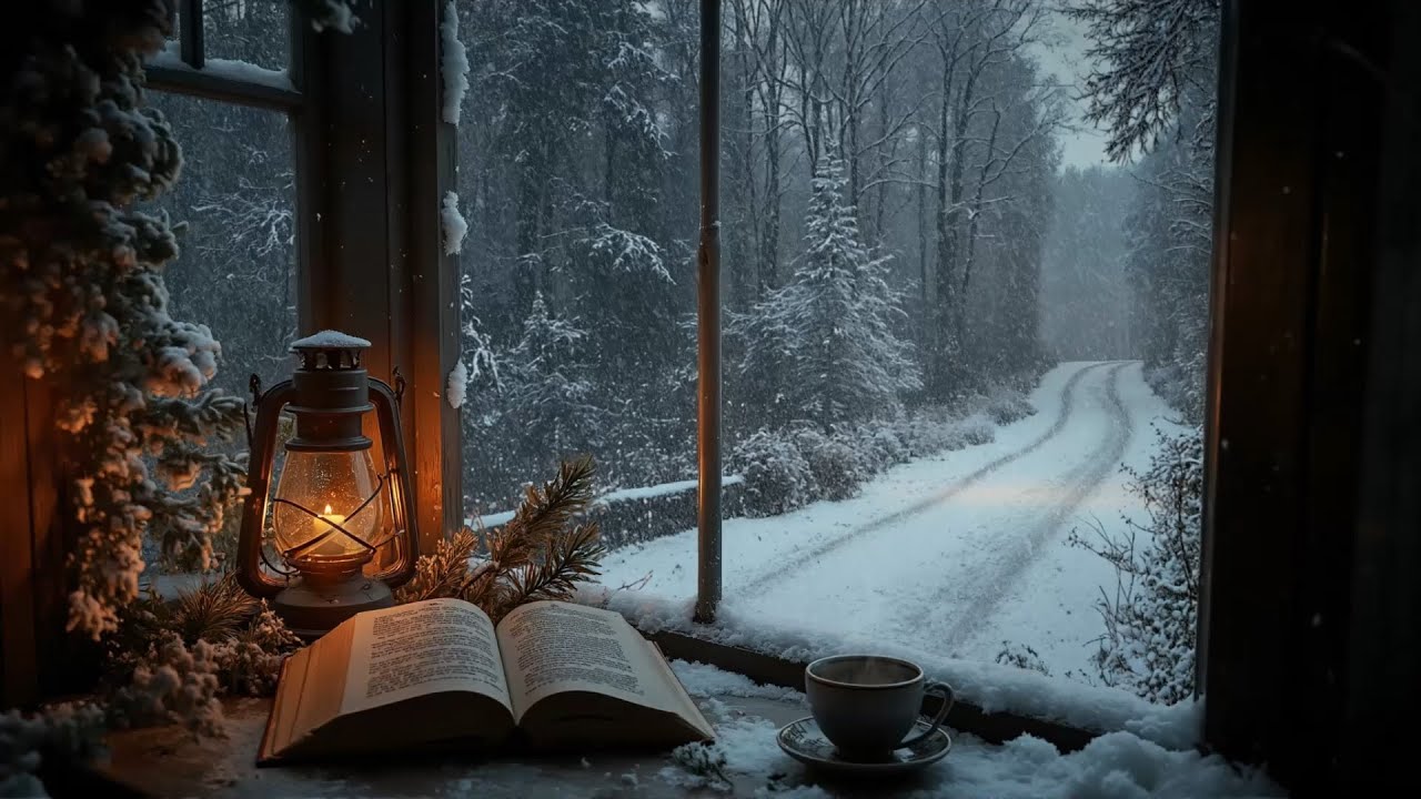 🕯 Winter Silence Beyond the Library Window – Dark Academia Piano for Focus