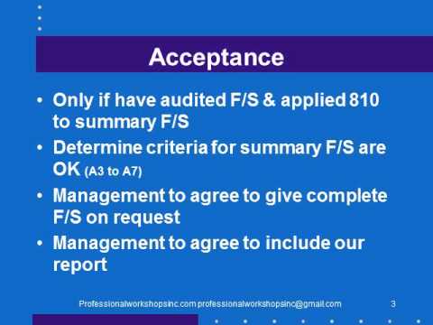 810 Reporting on Summary Financial Statements