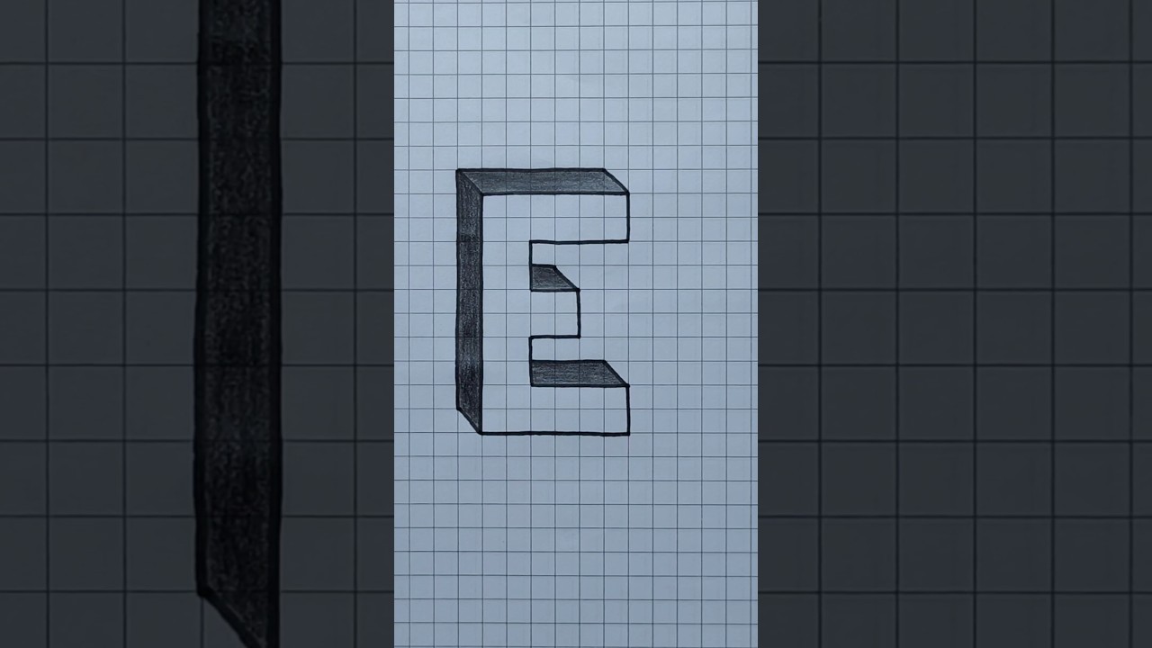 Easy 3d letter e drawing #shorts #3d