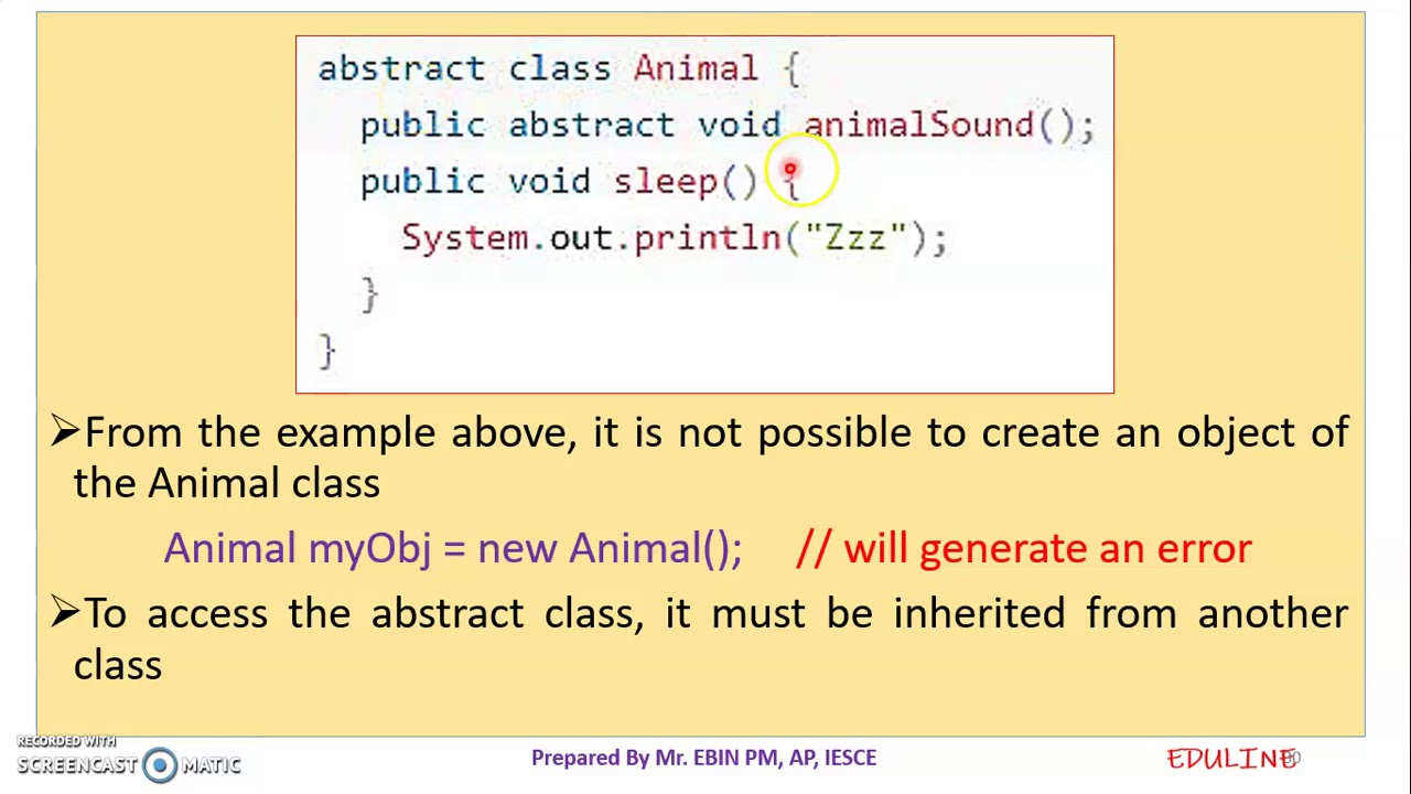 JAVA - MODULE 2 - TOPIC 30 - ABSTRACT CLASSES, METHODS & OBJECT CLASSES