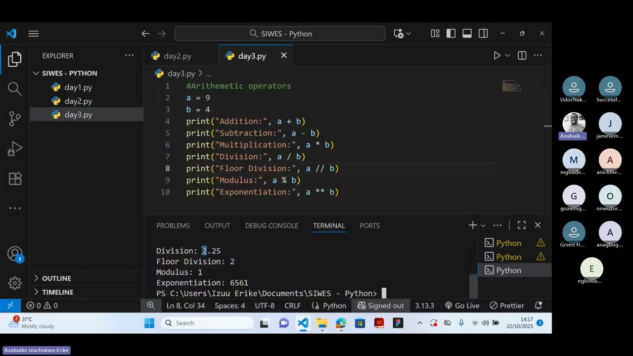 Day 3 Python Programming Training