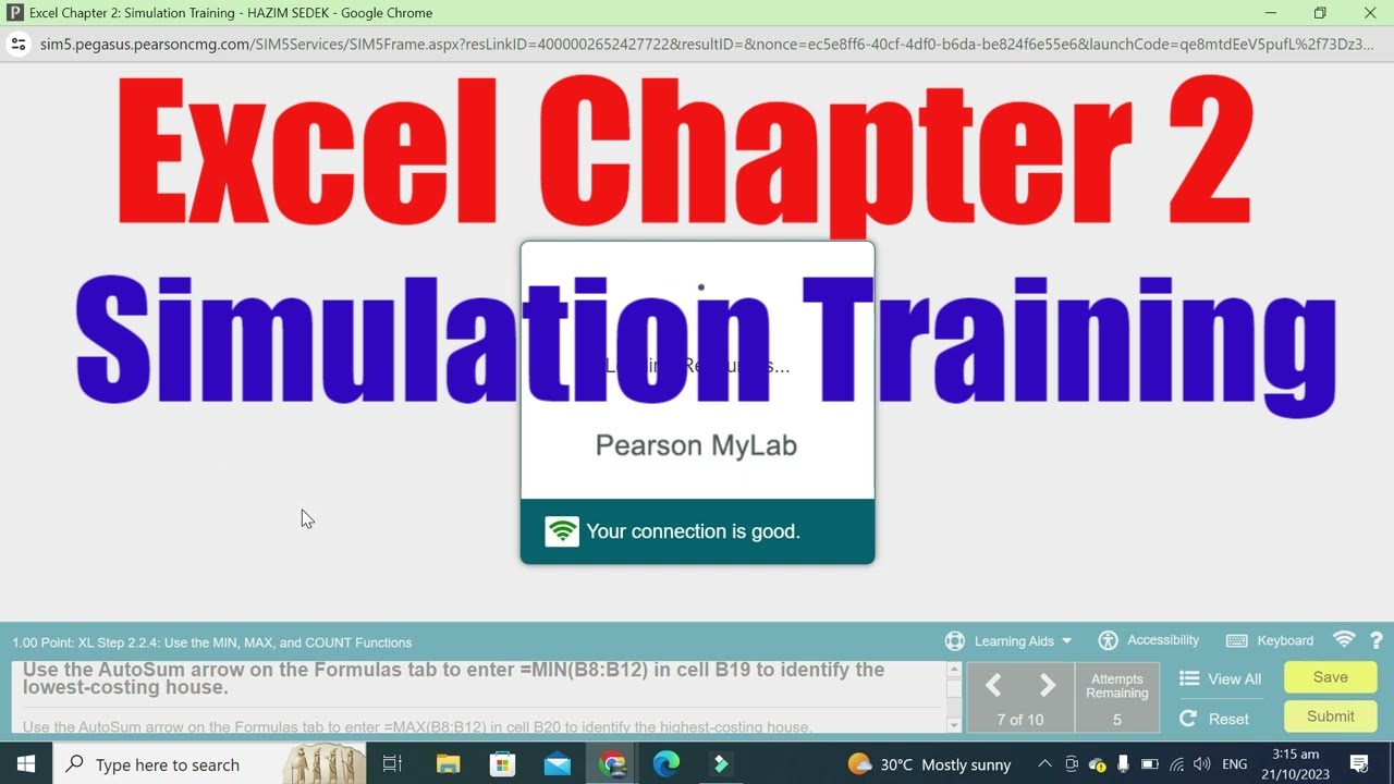Excel Chapter 2: Simulation Training | Excel Simulation Training |  @PearsonSolution