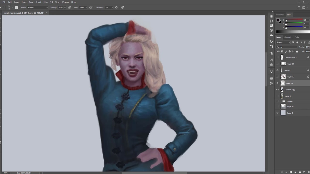 Female Vampire Character Painting Process