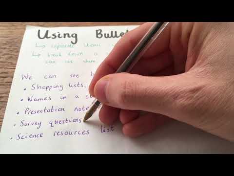 Year 6 Writing Week One: lesson one and two - Bullet Points