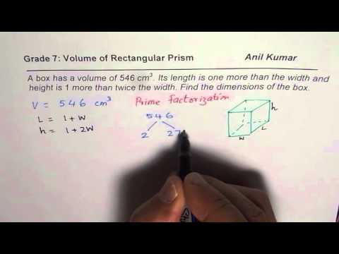 Find dimensions of a box with 546 volume by Prime Factorization