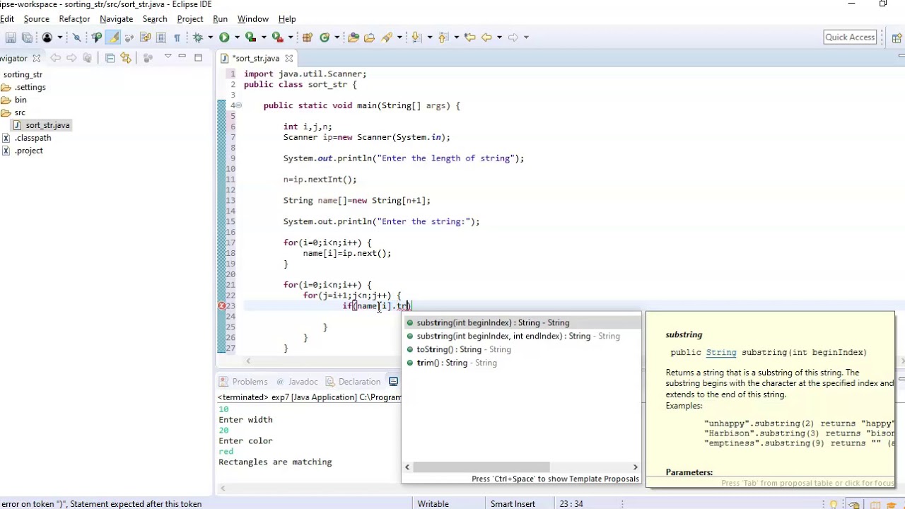 String sorting in JAVA
