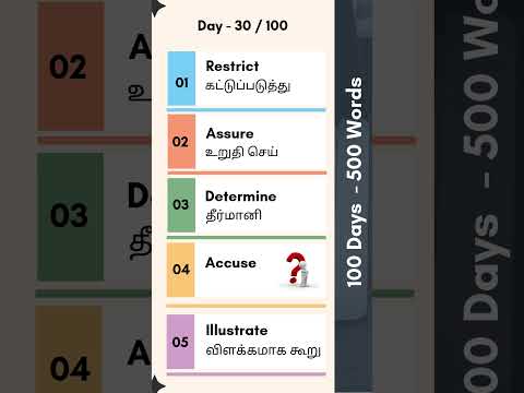 Restrict, Assure, Determine, Accuse, Illustrate | English Words in Tamil | Advanced Vocabulary