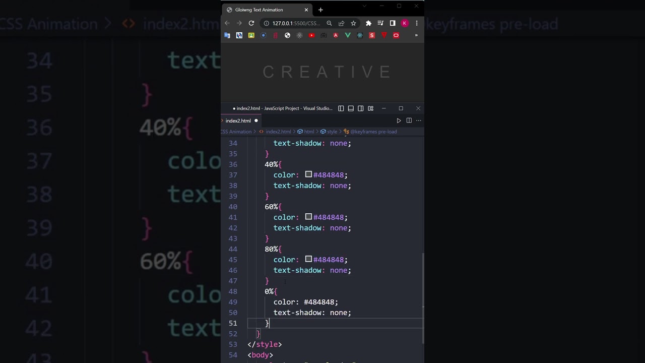 CSS Glowing Text Animation Effects #shorts