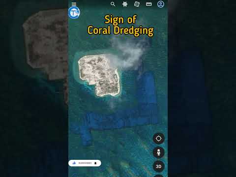 Signs of Coral Dredging - Akau Island on Google Earth #Shorts #Coraldredging