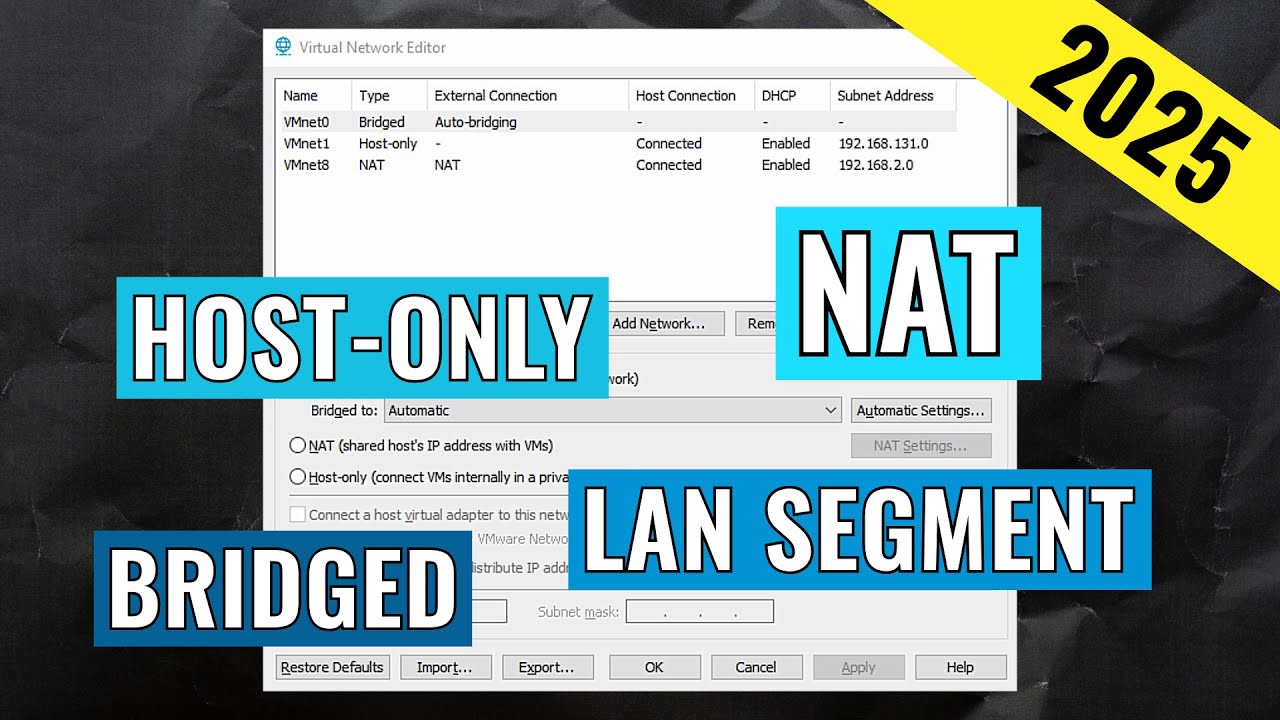 NAT vs Bridged vs Host-Only vs LAN — VMware Virtual Networking