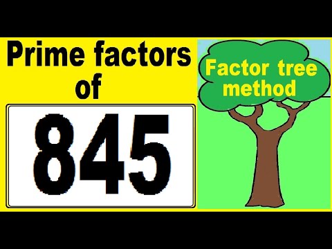 Prime factors of 845. Prime factors decomposition of 845. Factor tree method.