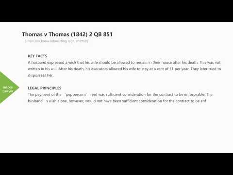 [Case Law Contract] ['sufficiency & adequacy of consideration'] Thomas v Thomas (1842) 2 QB 851