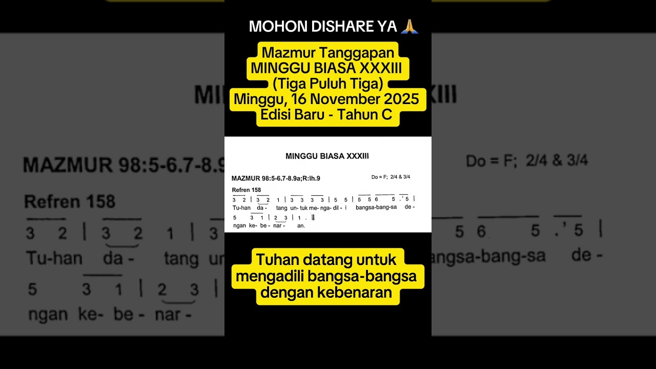 [Edisi Baru] Minggu, 16 November 2025 - MINGGU BIASA XXXIII (Tiga Puluh Tiga) - Mazmur Tanggapan
