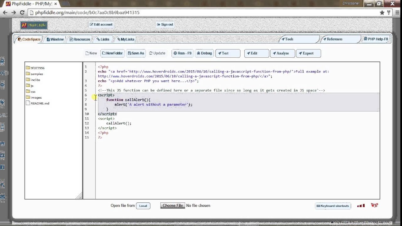 Calling a JavaScript function from PHP Ex 1