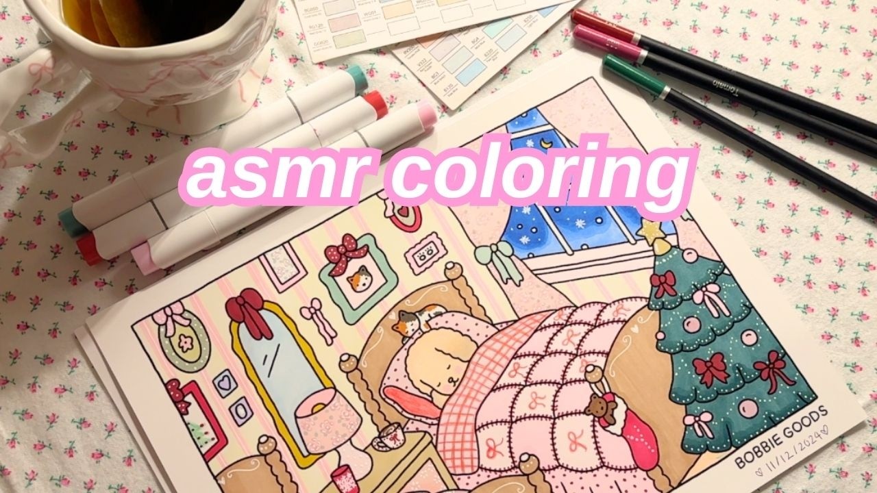 ASMR Coloring | ♥ Christmas Bobbie Goods (close up clicky whispers)
