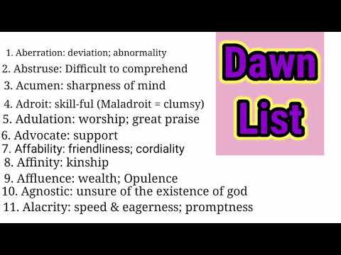 Dawn Newspaper Vocabulary List Part 2 | What's the meaning of acumen? | meaning of adroit?