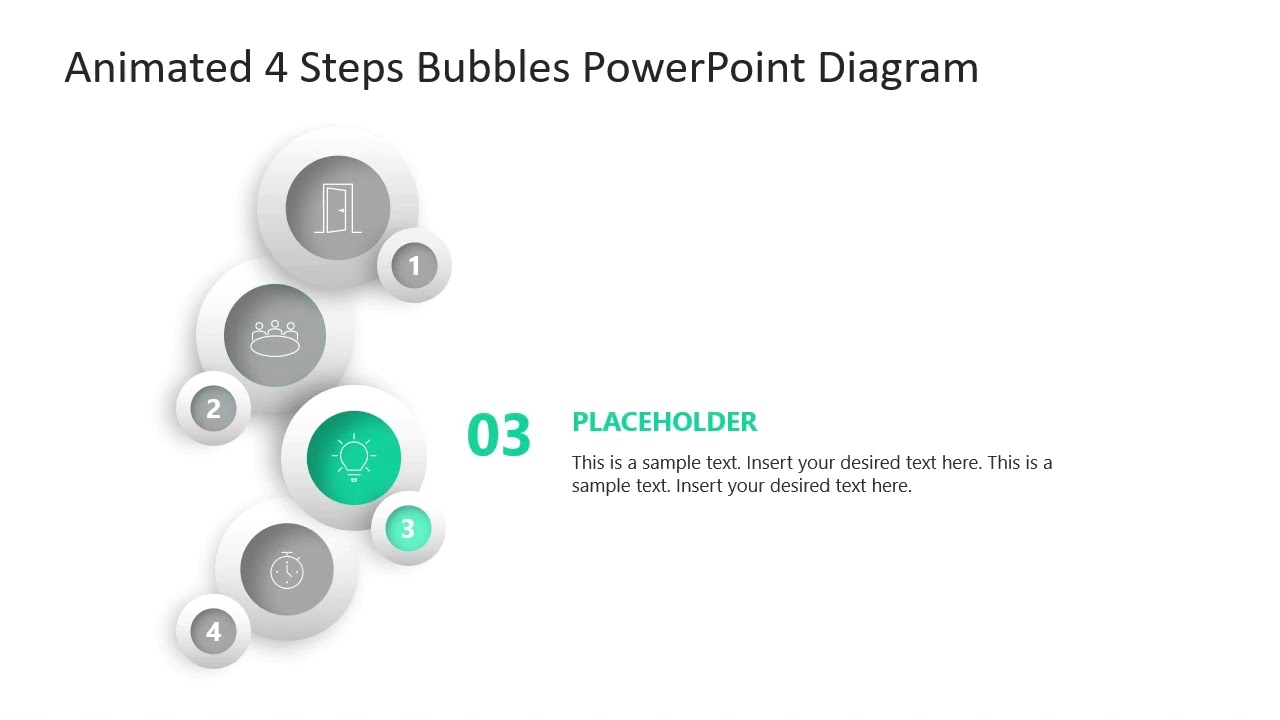 Animated 4 Steps Bubbles PowerPoint Diagram