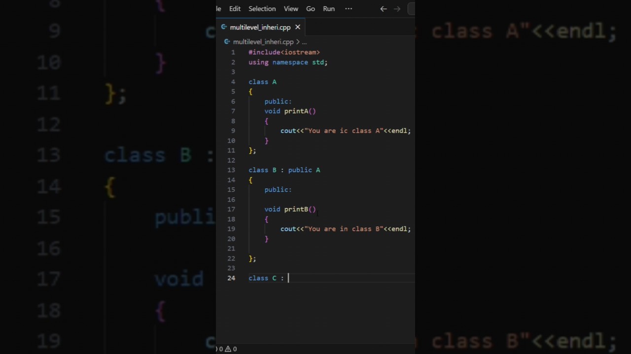Multilevel Inheritance In C++ Language || C++ Language