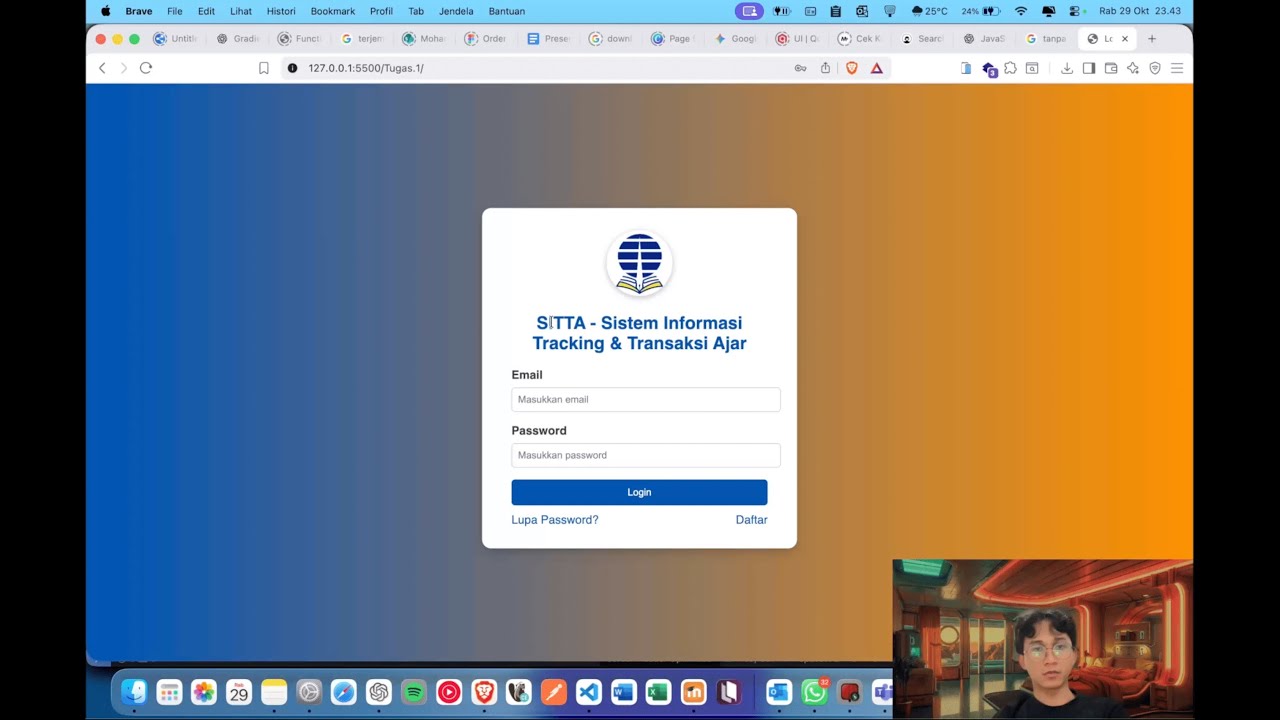 Tugas 1 Pemrograman Berbasis Web UT – Website Sistem Informasi SITTA (HTML, CSS, JavaScript DOM)