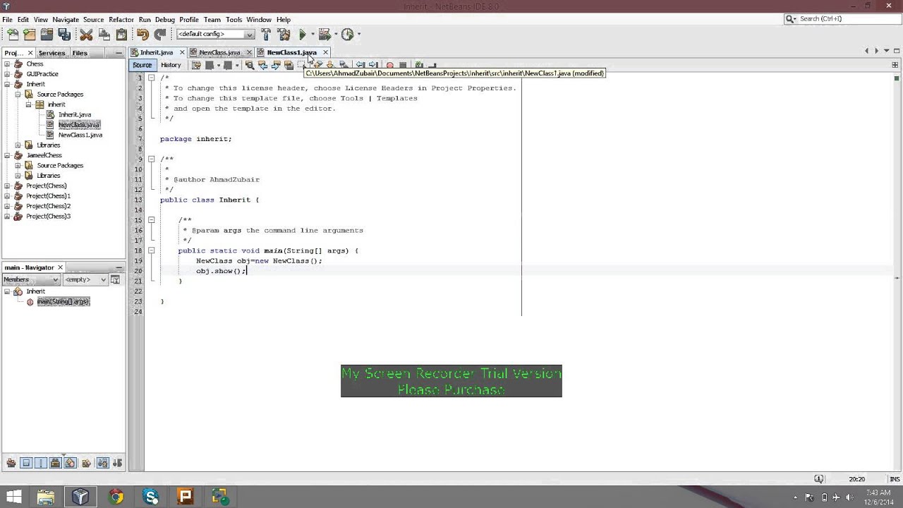 Inheritance in java netbeans easily understandable