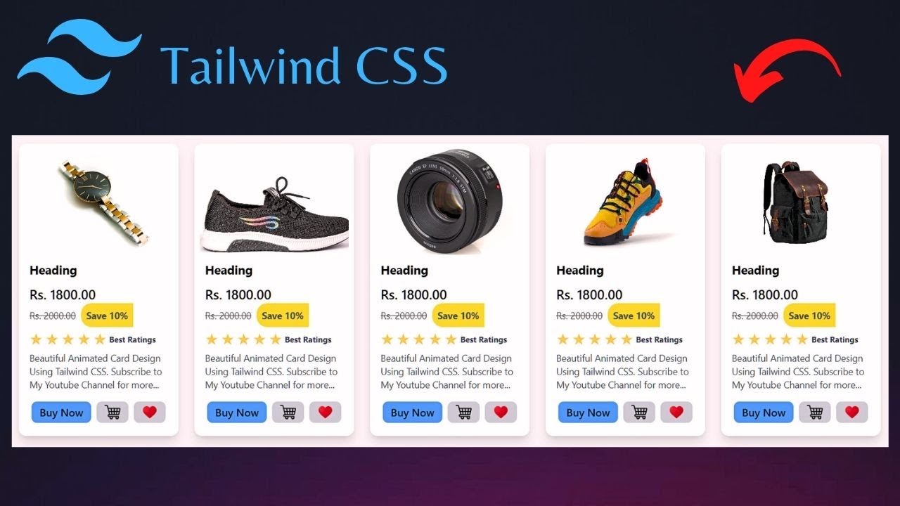 Design A Responsive Product Card Using Tailwind CSS  | Tailwind CSS Tutorial