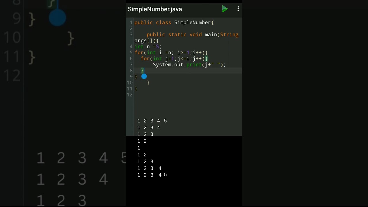java numbers pattern  java pattern program