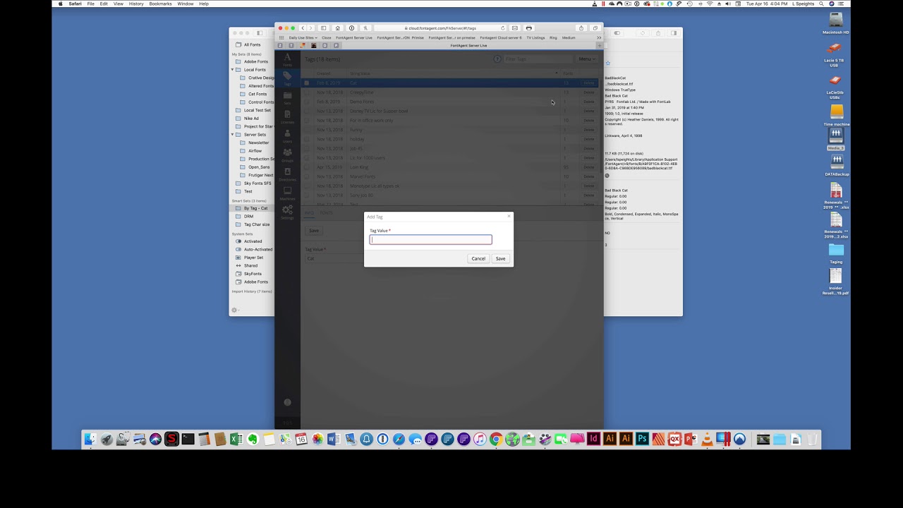 Tags on the Fontagent 9 client and Cloud server