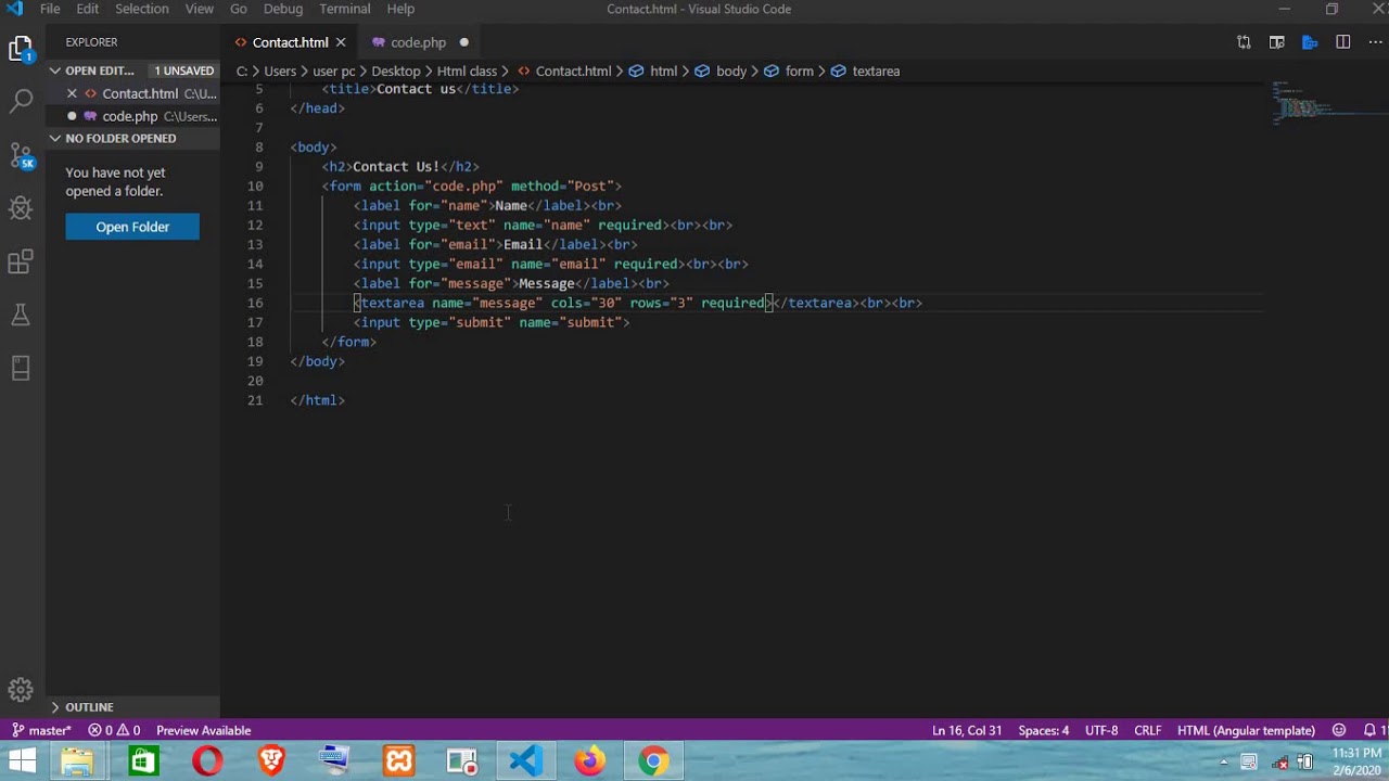 Dynamic HTML, PHP contact form part 2
