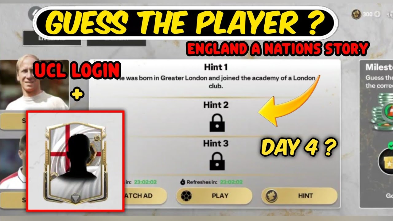 GUESS THE PLAYER | HOW TO GET ENGLAND A NATION'S STORY DAY 4 ANSWER SHARDS IN EA FC FIFA MOBILE 26
