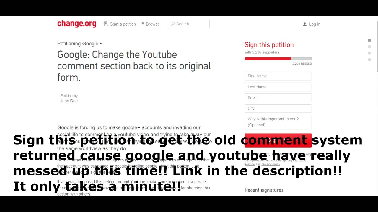 Petition to change YouTube comments section back to normal!!