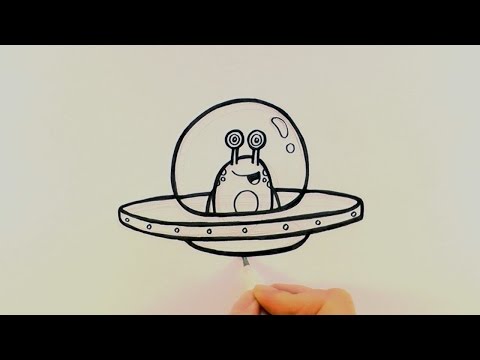How to Draw a Cartoon Alien in a Spaceship