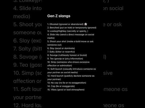 GenZ slangs with meanings. #wordandmeaning #englishvocabulary #meaning #viralvideo