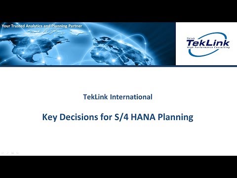 Key Decision for a S 4 HANA Planning Project