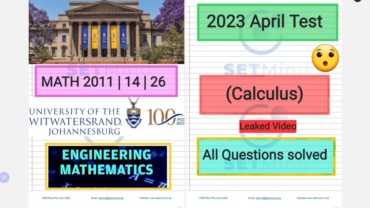 Wits Engineering Mathematics 2  April Test 2023 Solutions & Exam Prep