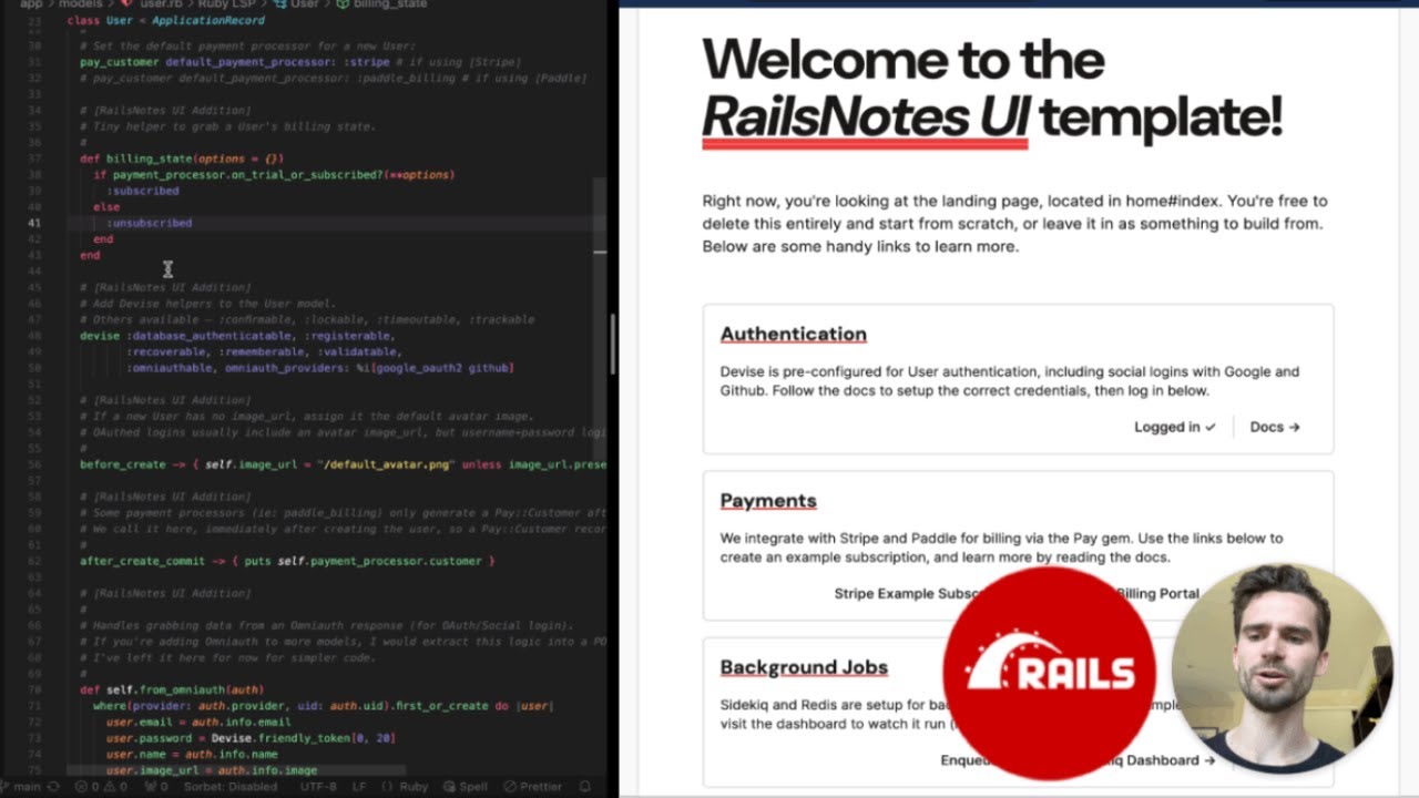 RailsNotes UI Ruby on Rails Starter Kit (5 Minute Demo)